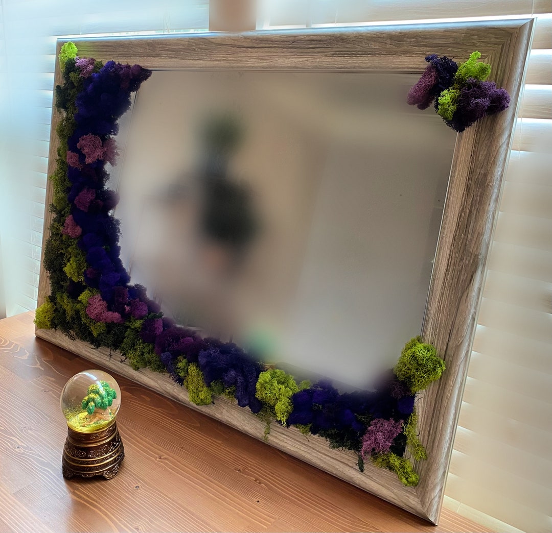 Giant Moss Mirror Living Wall Art With Real Preserved Reindeer Moss for ...
