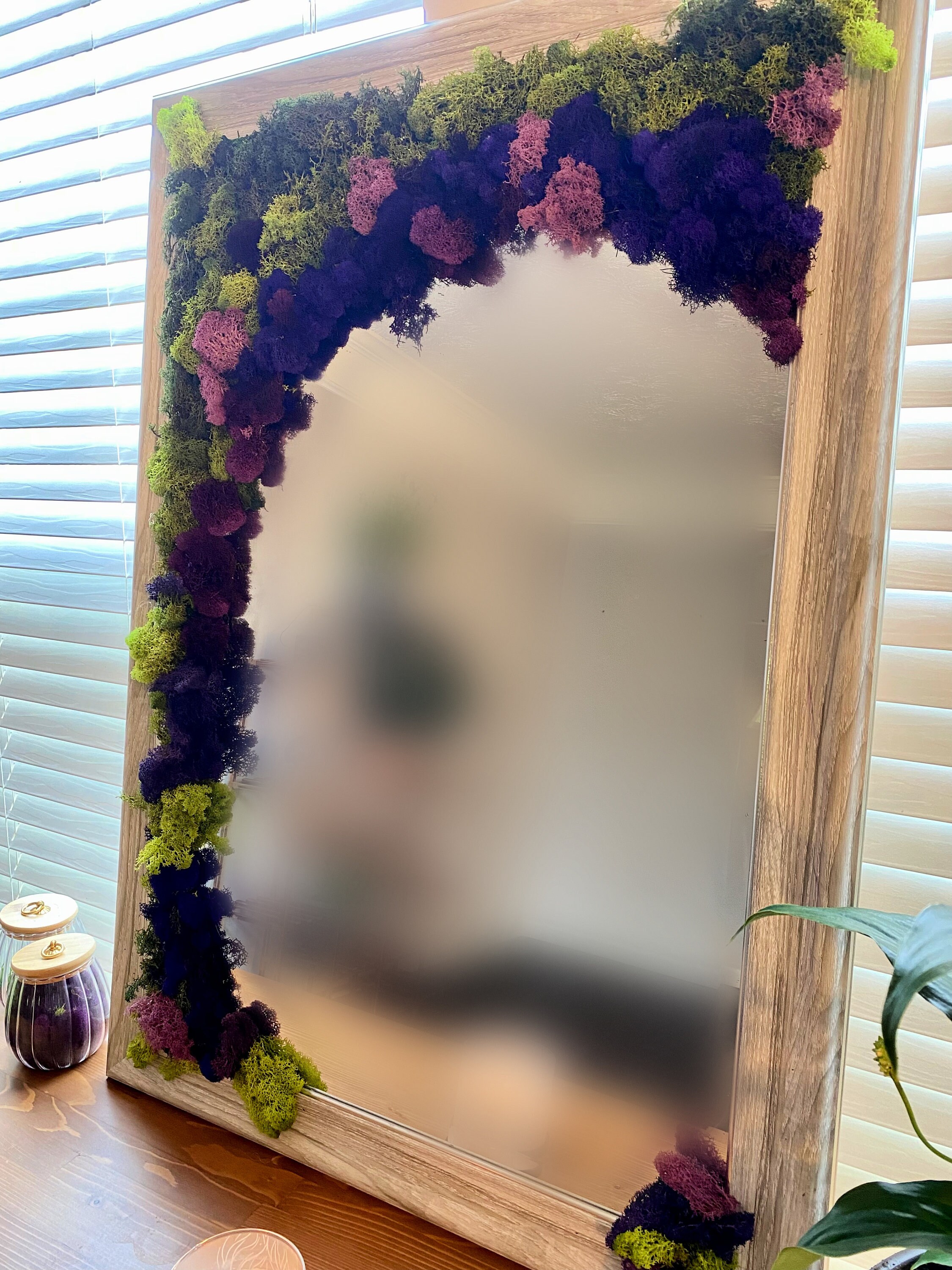 Giant Moss Mirror Living Wall Art With Real Preserved Reindeer Moss for ...