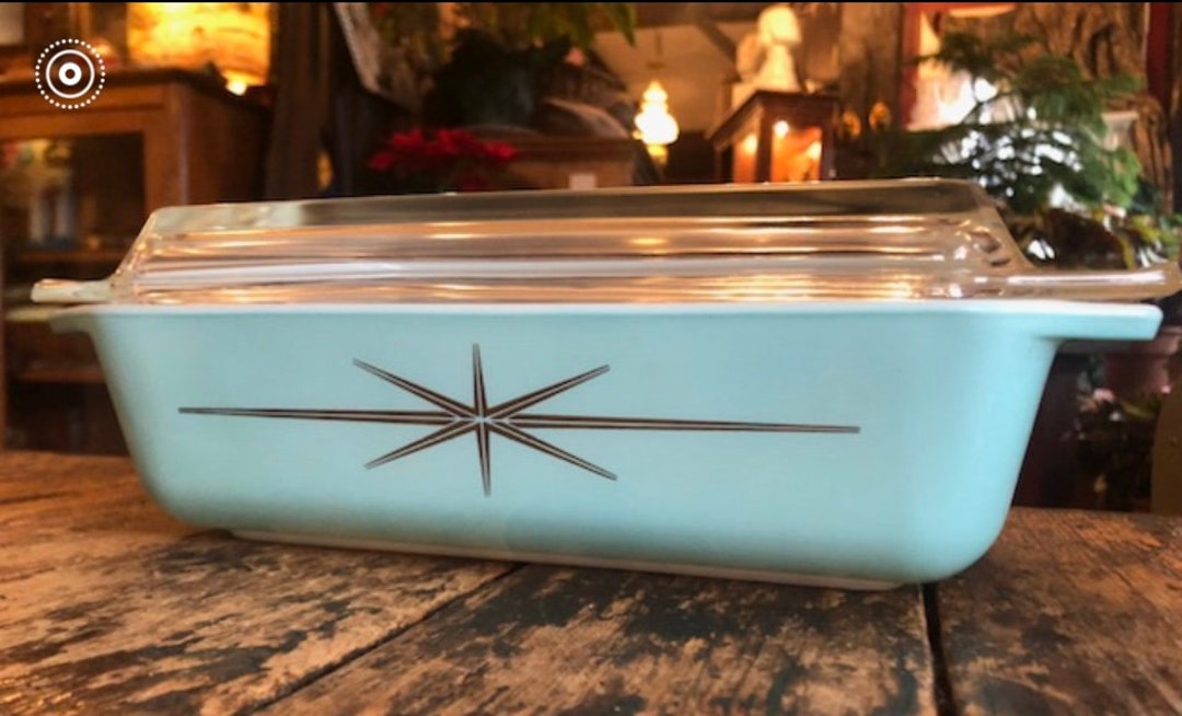 RARE holy Grail Pyrex 575B Turquoise Gold Atomic Starburst 2qt ...