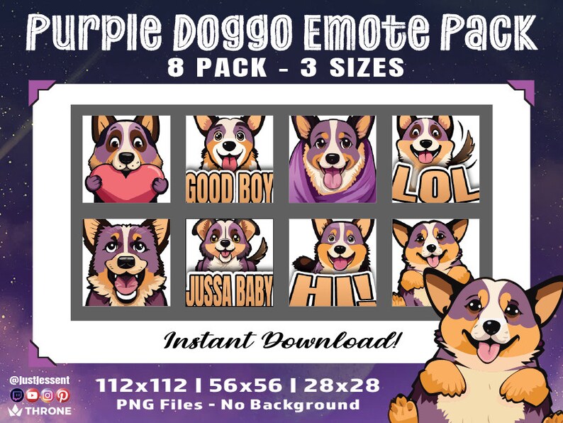 Purple Doggo Emote Pack - Etsy