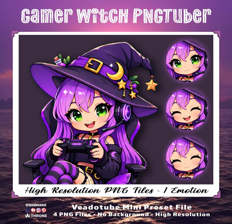 Gamer Witch Pngtuber Model | Veadotube Girl, Anime Style PNG Files - Etsy