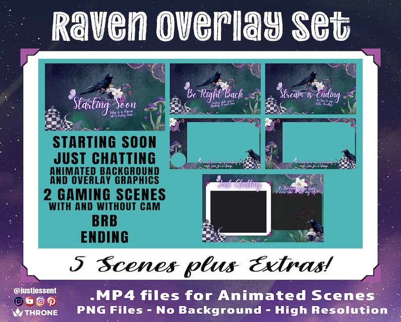 Twitch Overlays - Raven Overlay Set (digital Download) - Etsy Australia