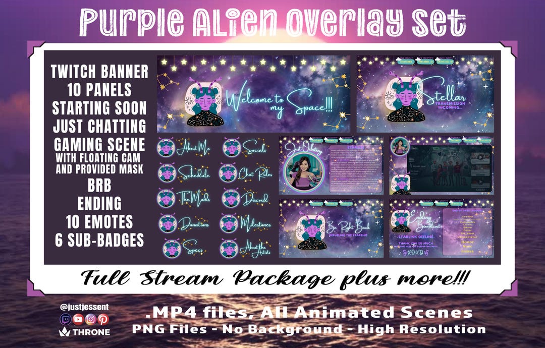 Purple Alien Twitch Stream Package – Space Theme (digital Download) - Etsy