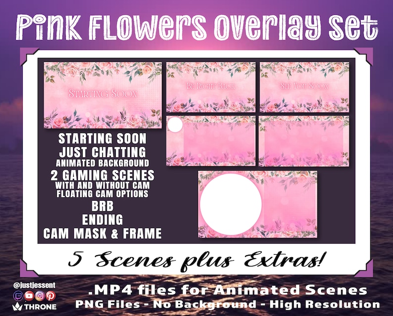 Pink Flowers Overlay Set - Etsy