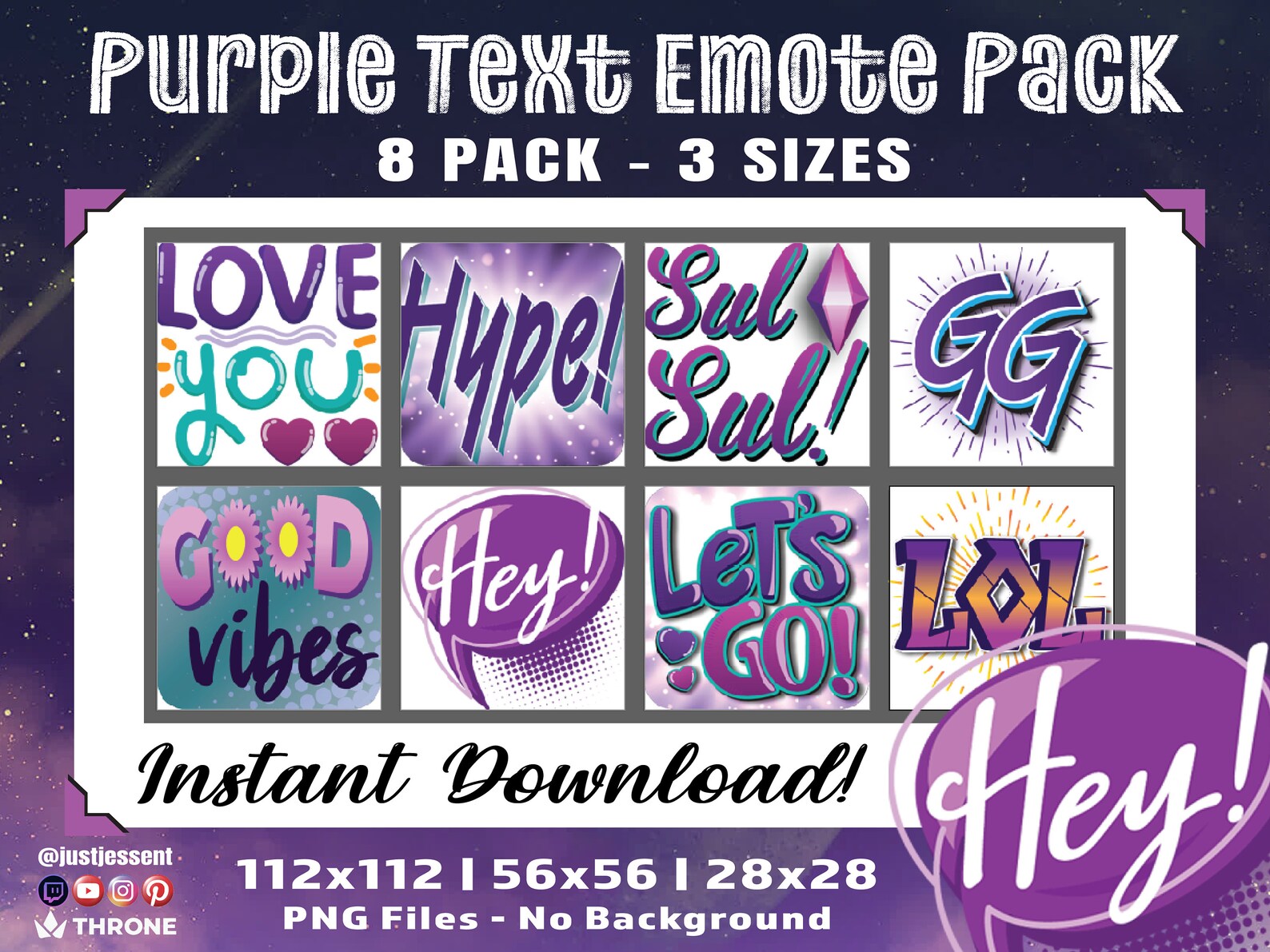 Purple Text-based Emote Pack - Etsy