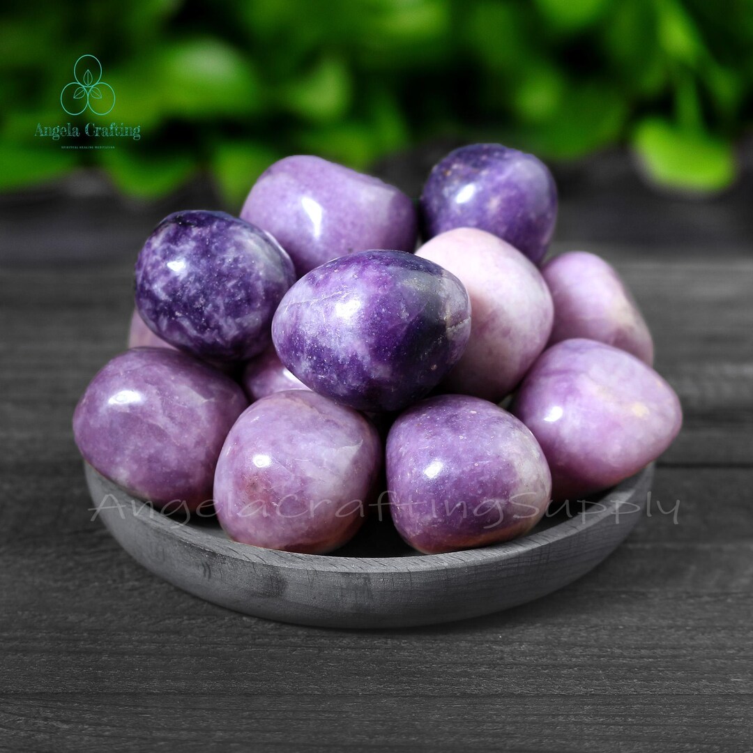 5PCS Lepidolite Tumbled Stones, Natural Lepidolite Tumble Crystals ...