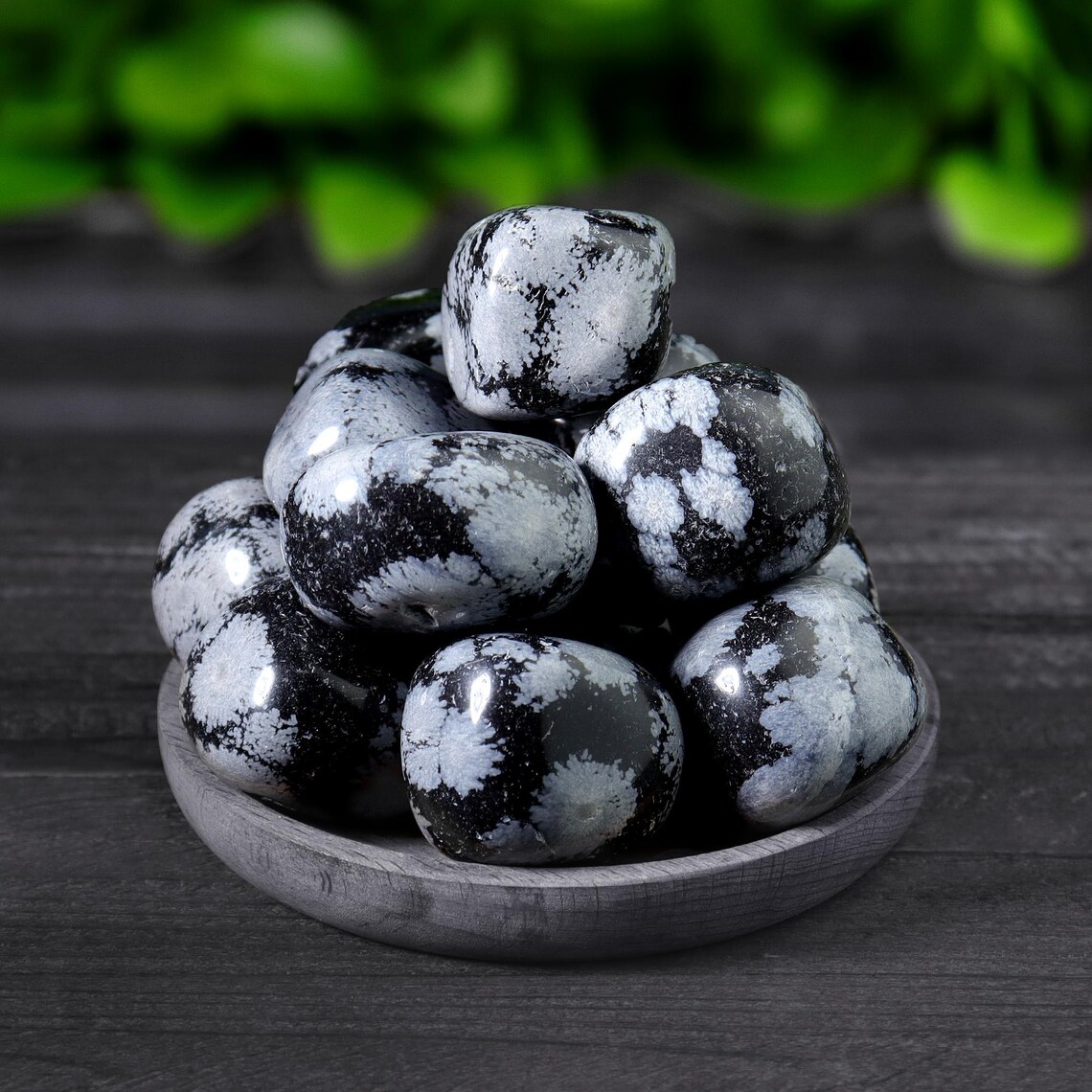 5pcs Snowflake Obsidian Tumbled Stone -healing Crystals Pocket Stone ...