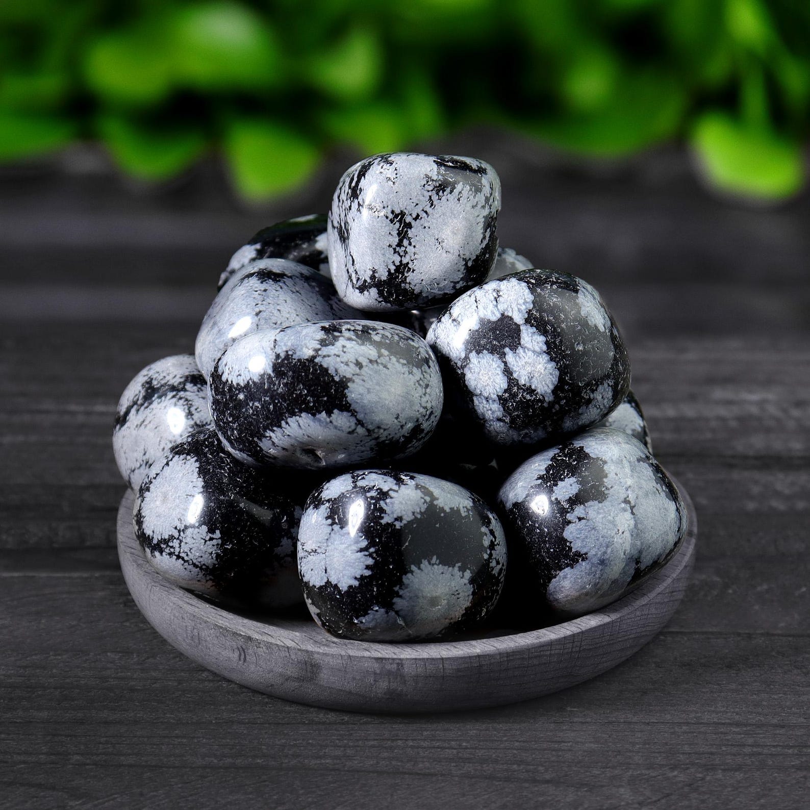 5pcs Snowflake Obsidian Tumbled Stone -healing Crystals Pocket Stone ...