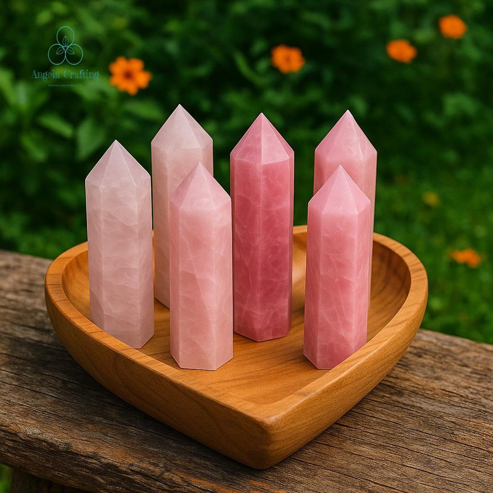 Rose Quartz Crystal Point Tower, Natural Gemstone Quartz Obelisk Wand ...