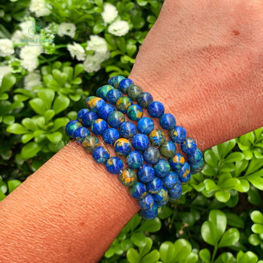 Azurite& Malachite Bracelet, Meditation Crystal Bracelet, Natural ...