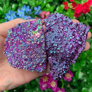 Purple Aura Quartz Cluster, Rainbow Aura Energy Crystal Cluster ...