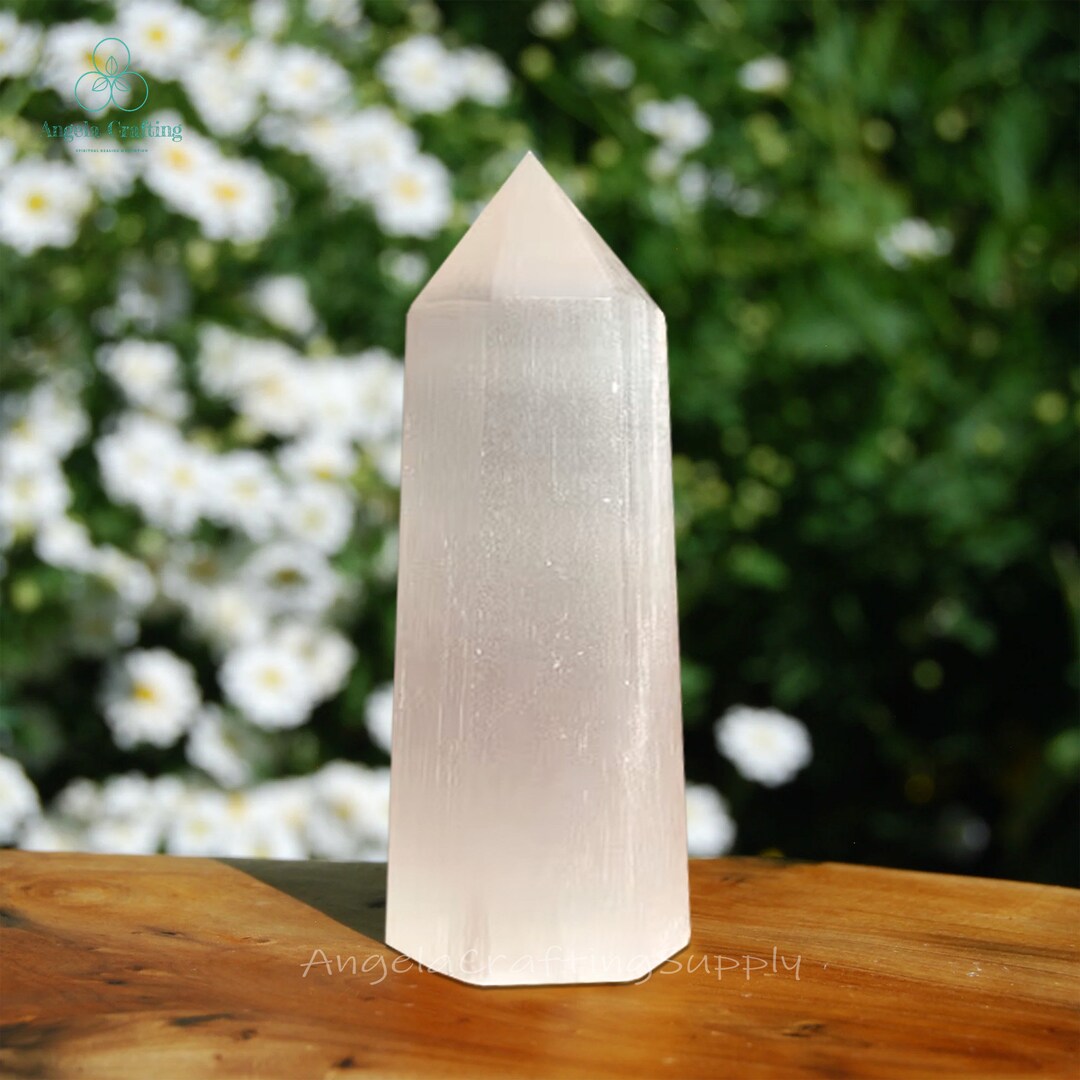 Selenite Crystal Tower Points , Natural Stone Obelisk Wand, Mineral ...