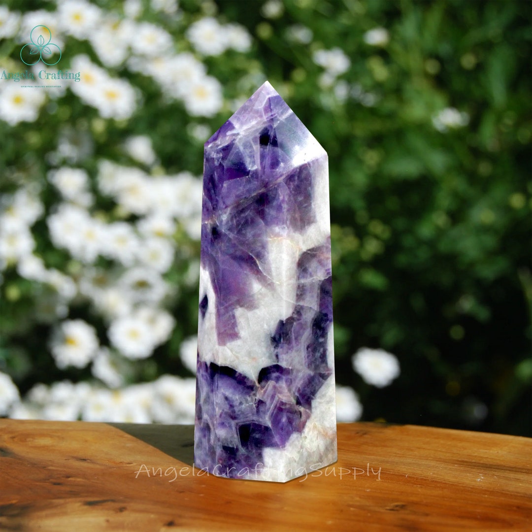Chevron Amethyst Tower, Crystal Tower Point, Gemstone Crystal Wand ...