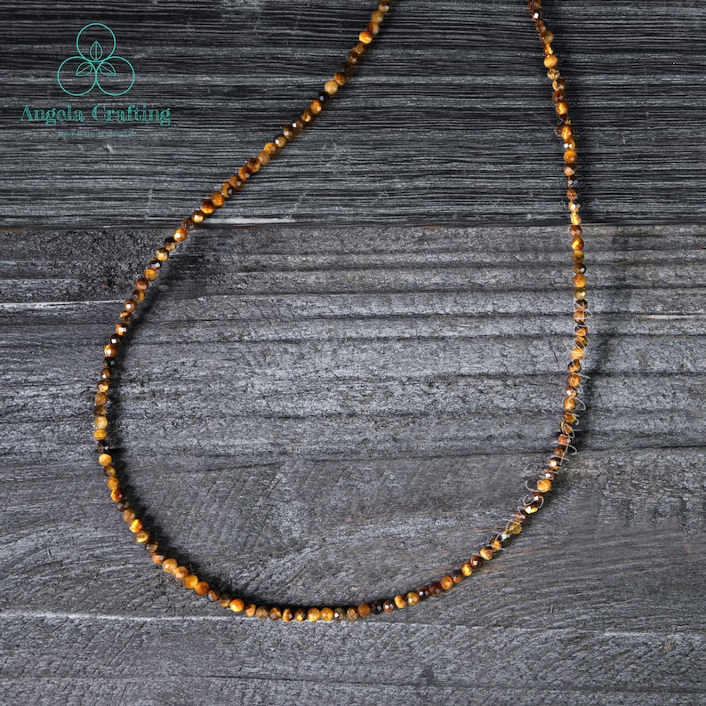 Dainty Tiger Eye Crystal Choker Necklace, Minimalist Gemstone Necklace ...