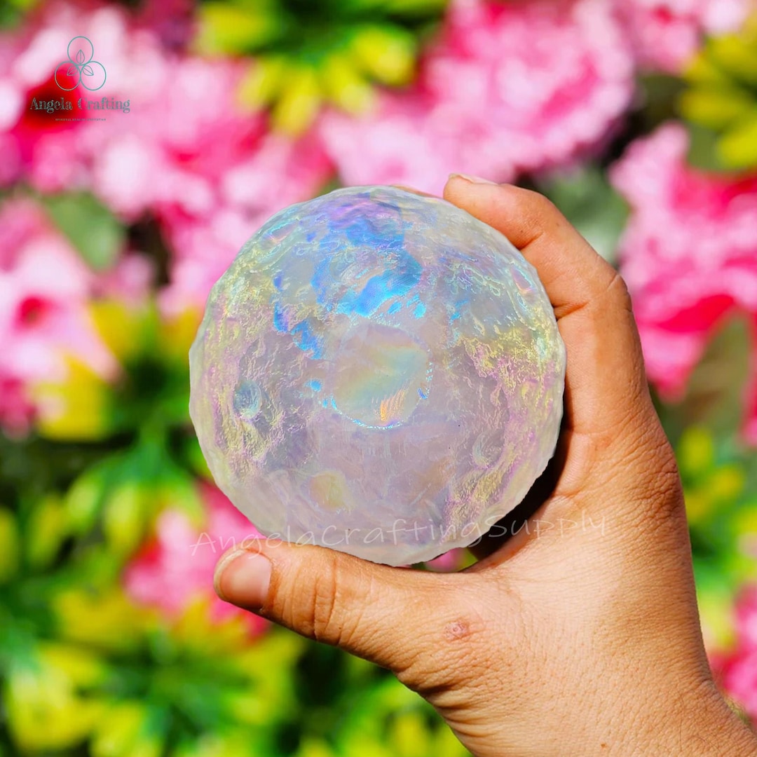 Rainbow Angel Aura Quartz Moon Sphere, Crown Chakra ,moon Witch ...
