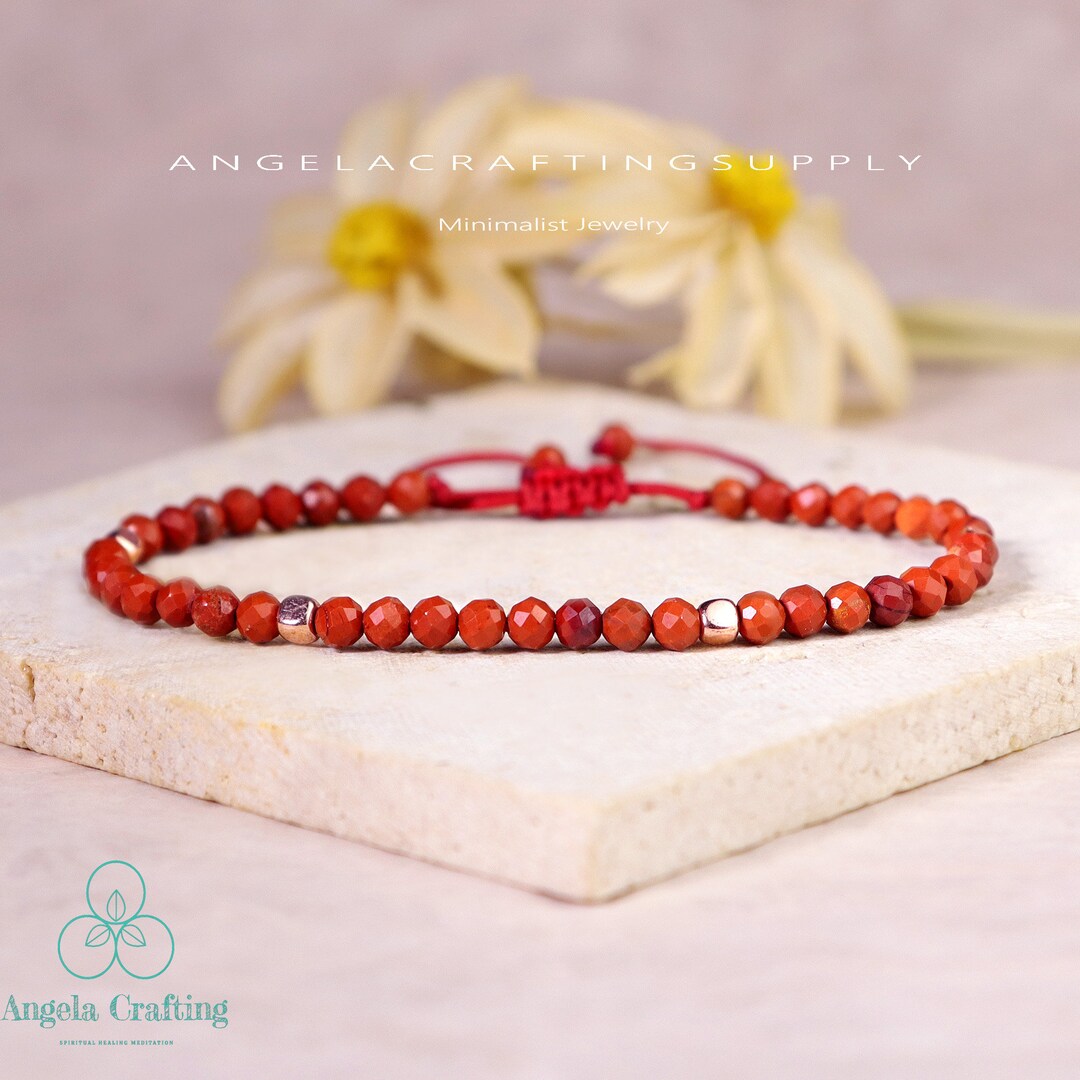 Delicate Carnelian Bracelet, Natural Carnelian Stone Red Jasper ...