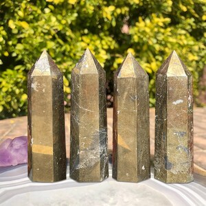 Pyrite Tower Points , Pyrite Obelisk Wand, Natural Stone Crystal Tower ...