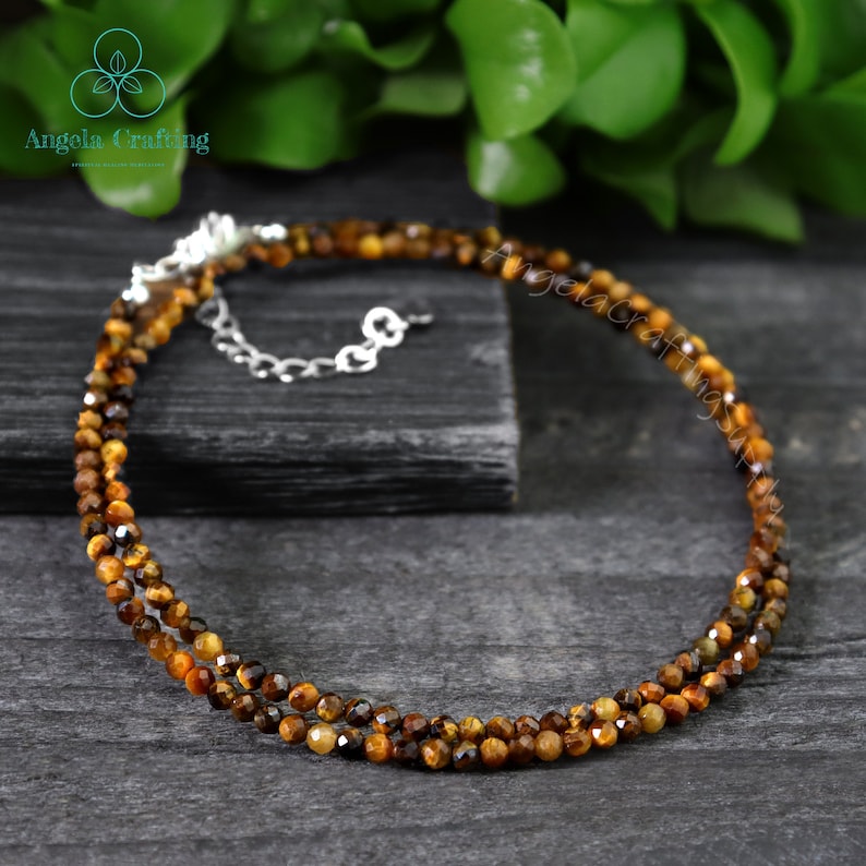 Dainty Tiger Eye Crystal Choker Necklace, Minimalist Gemstone Necklace ...