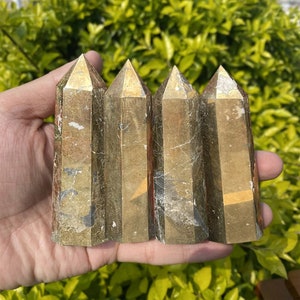 Pyrite Tower Points , Pyrite Obelisk Wand, Natural Stone Crystal Tower ...
