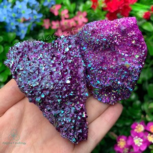 Purple Aura Quartz Cluster, Rainbow Aura Energy Crystal Cluster ...