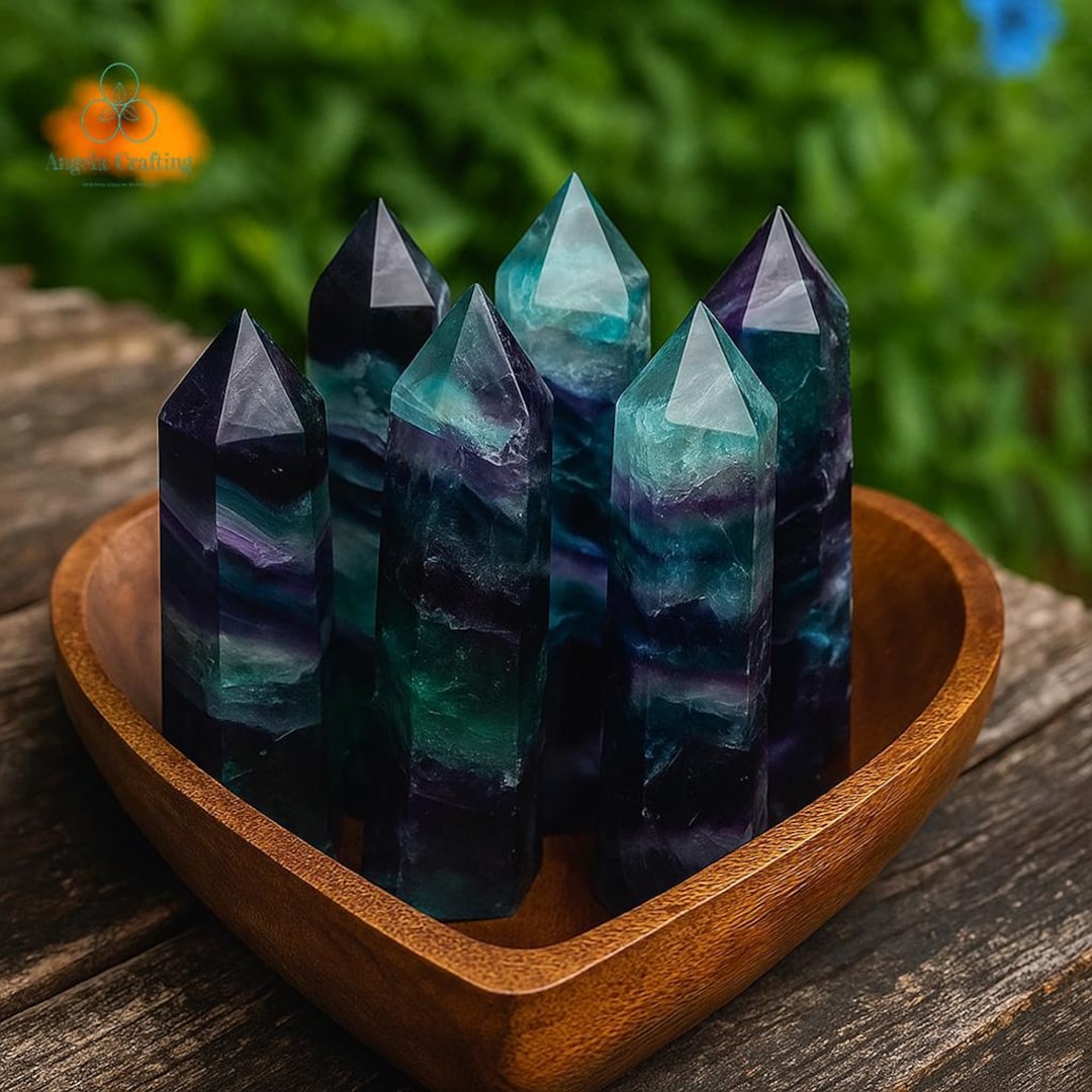 Rainbow Fluorite Crystal Point Tower ,natural Stone Obelisk Wand, Aura ...