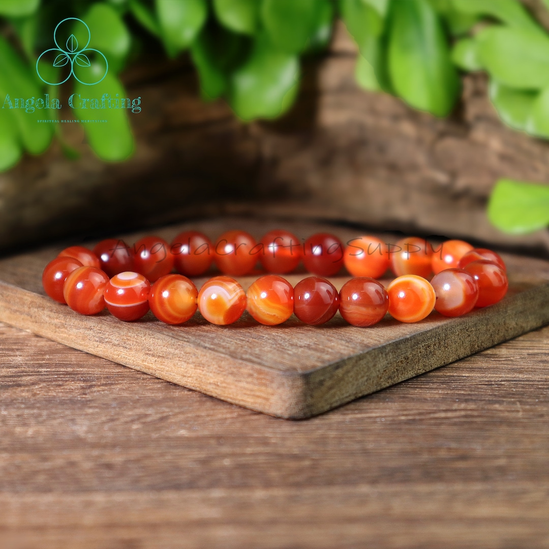 Carnelian Crystal Bracelet, Carnelian Gemstone Beaded Bracelet ...