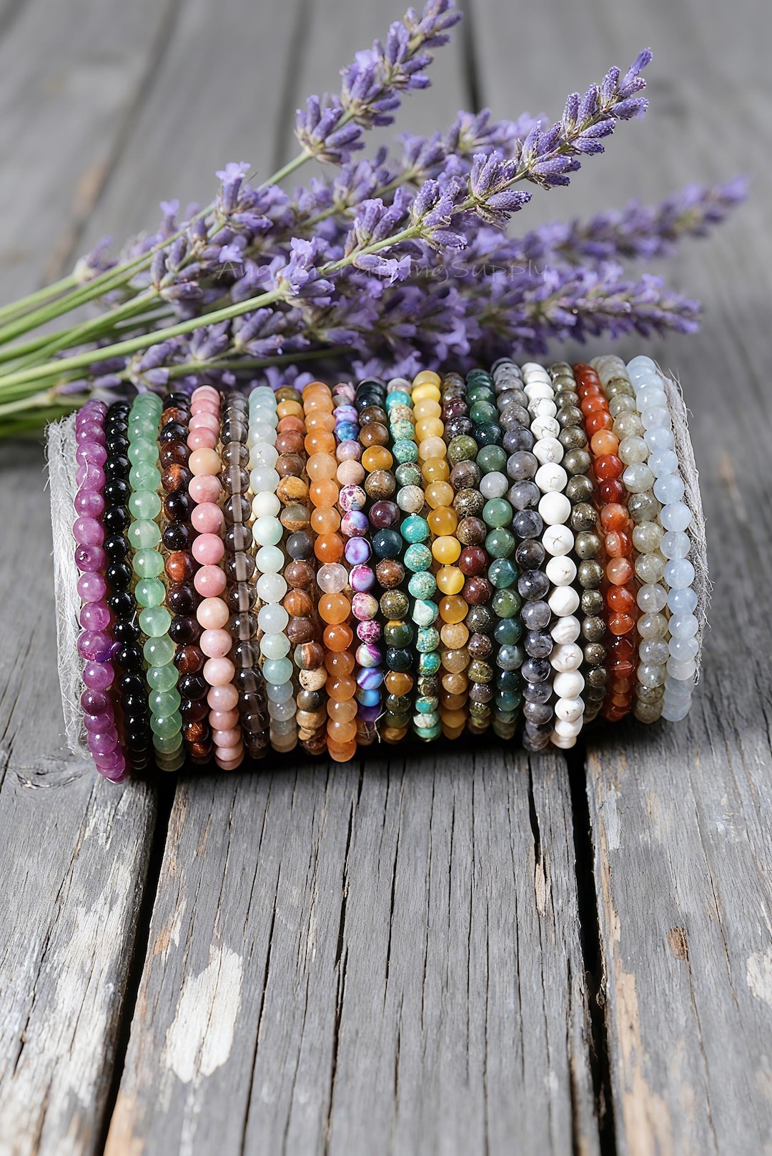 Natural Gemstone 4mm Beads Bracelet: Healing Crystal Stacking Jewelry ...
