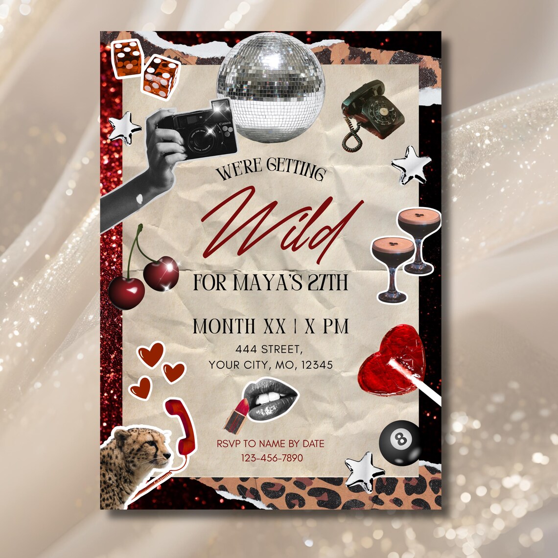 Cheetah Invitation, Let's Get Wild, Birthday Invite, Leopard Print ...
