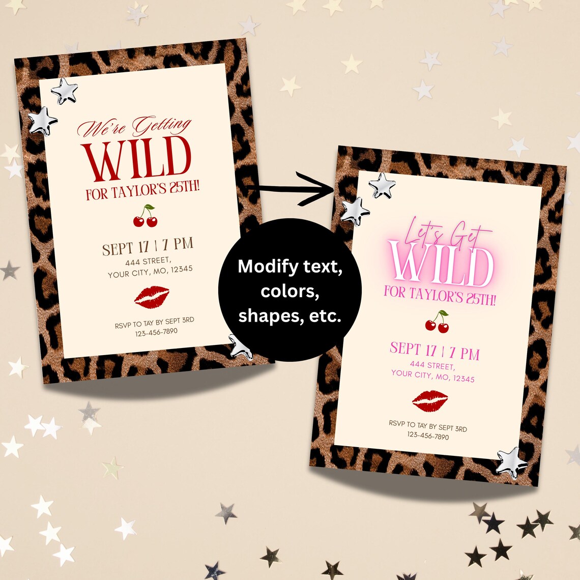 Cheetah Invitation, Let's Get Wild, Birthday Invite, Leopard Print ...