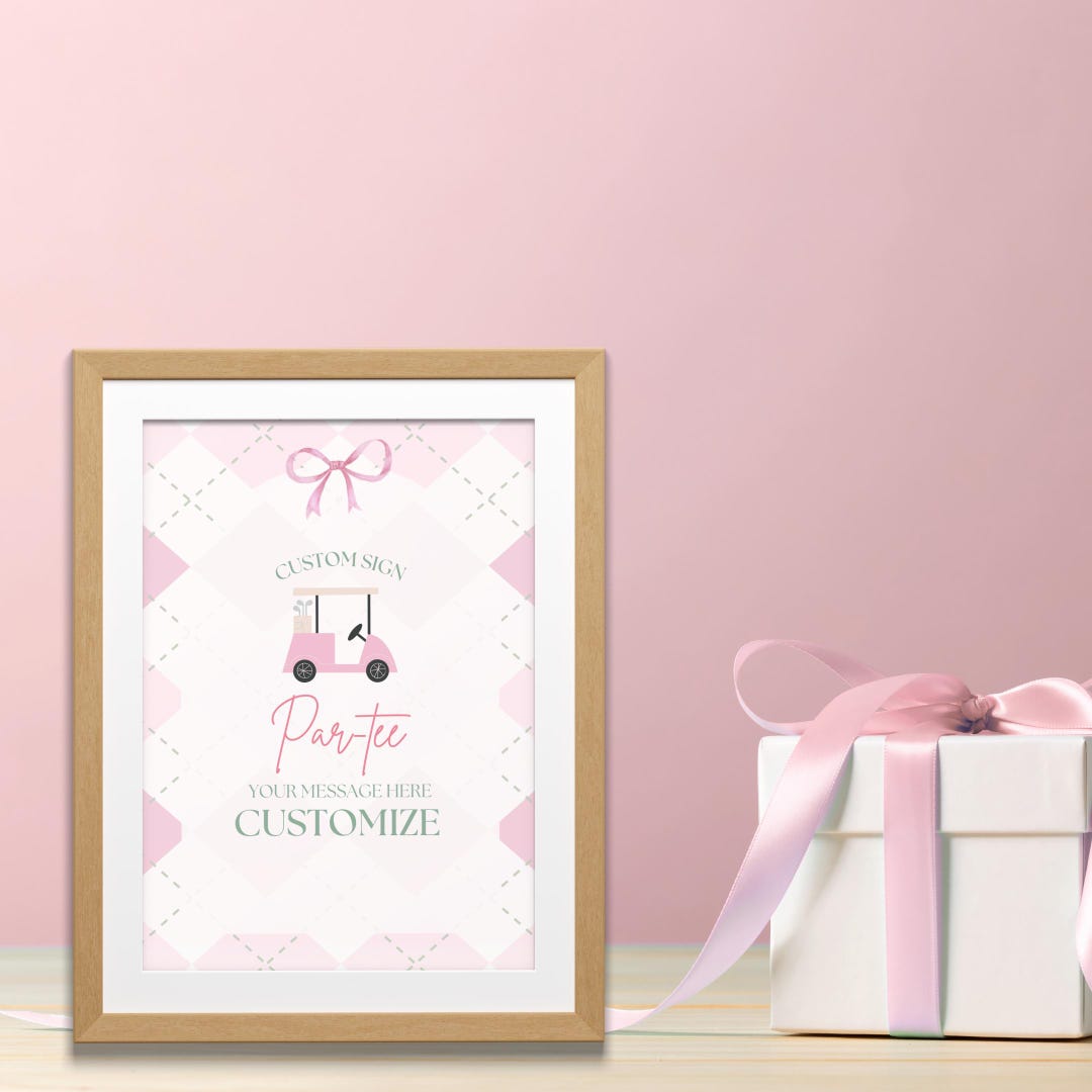 Golf First Birthday, Pink, Table Sign, Custom, Hole in One, Golf 1st ...