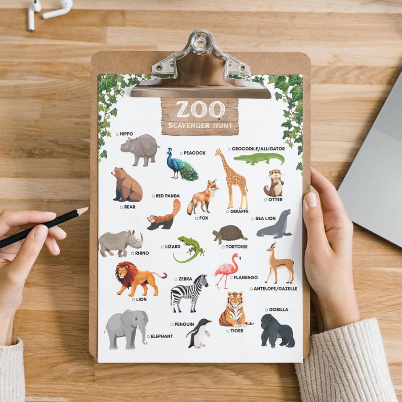 Zoo Scavenger Hunt, Printable Activity, for Kids, Fun Activity ...