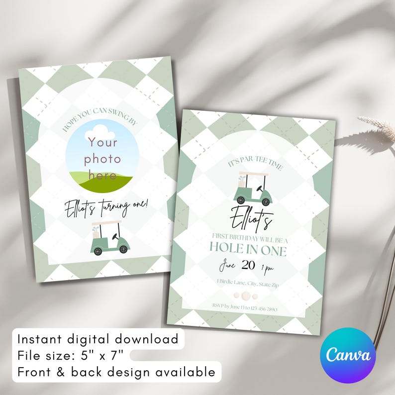 Golf First Birthday, Invitation, Custom, Hole in One, Golf First ...
