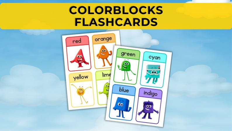 Colorblocks Flashcards. Complete Color Set for Kids. Printable Color ...
