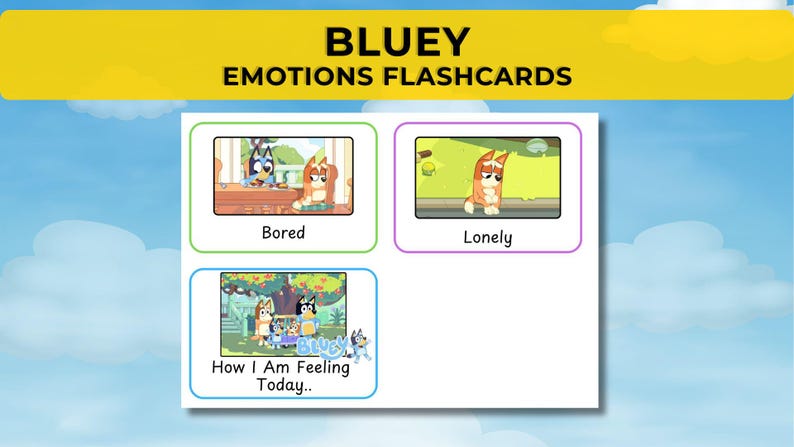 Bluey Emotions Flashcards – 26 Printable Feelings Cards for Kids ...