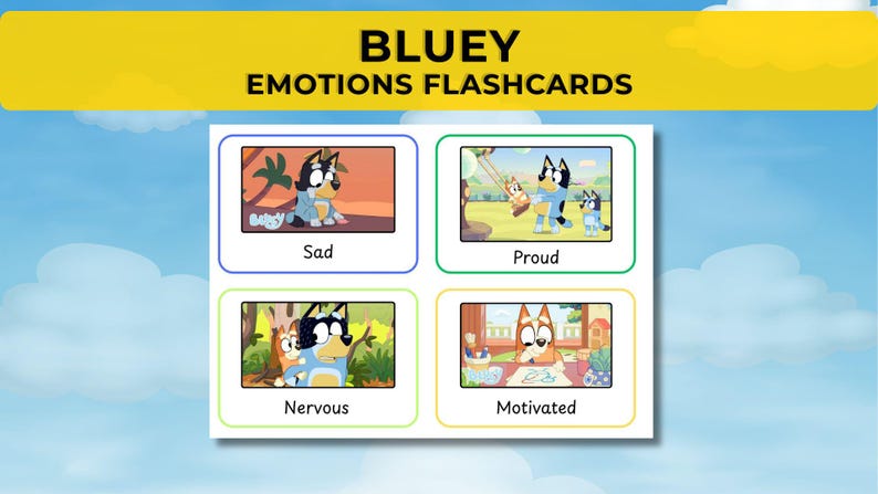 Bluey Emotions Flashcards – 26 Printable Feelings Cards for Kids ...