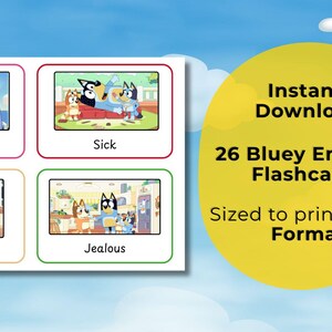 Bluey Emotions Flashcards – 26 Printable Feelings Cards for Kids ...