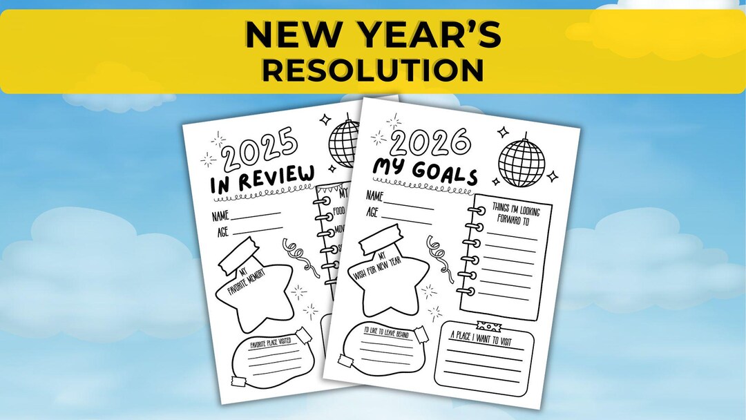 New Year’s Resolution Printable for Kids – Year in Review and Goals for ...