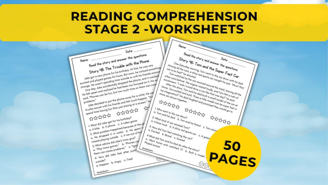 50 Stage 2 Reading Comprehension Stories for Kids. Fun Printable ...