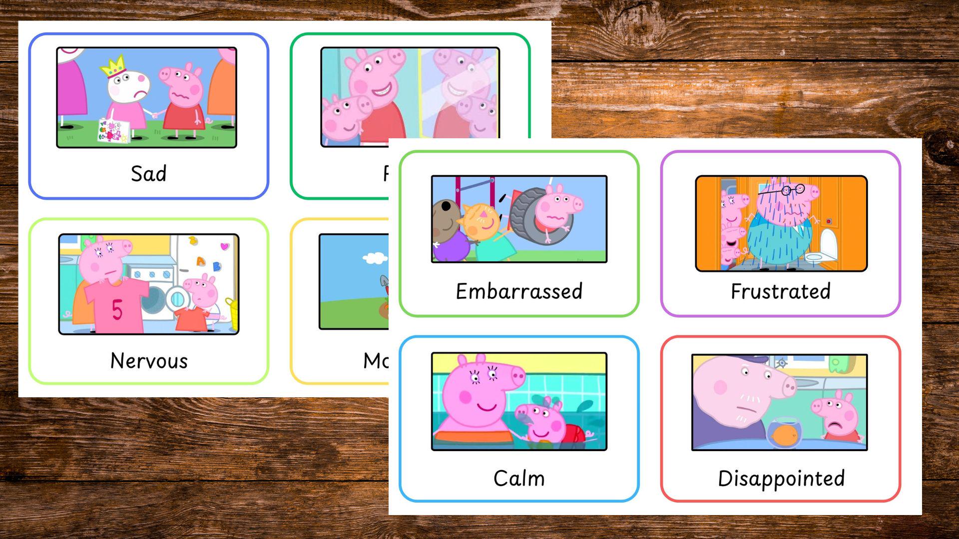 Peppa Pig Emotions Flashcards – 26 Printable Feelings Cards for Kids ...