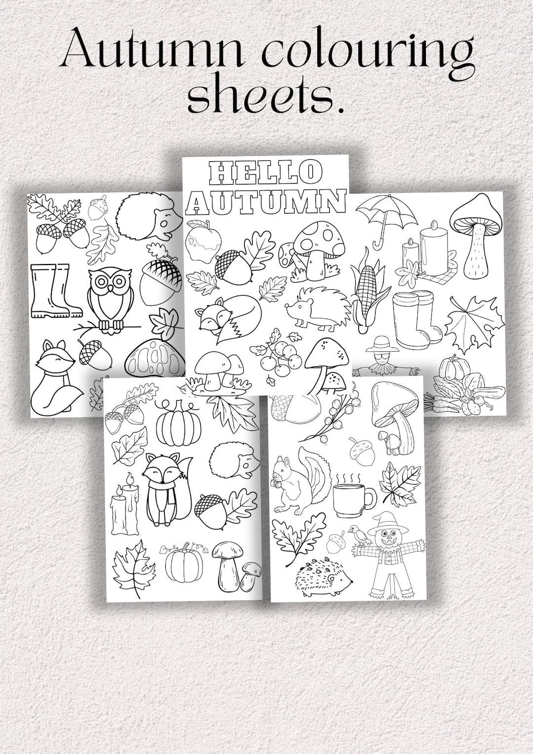 Autumn Colouring Sheets. Printable Colouring Sheets. Autumn - Etsy