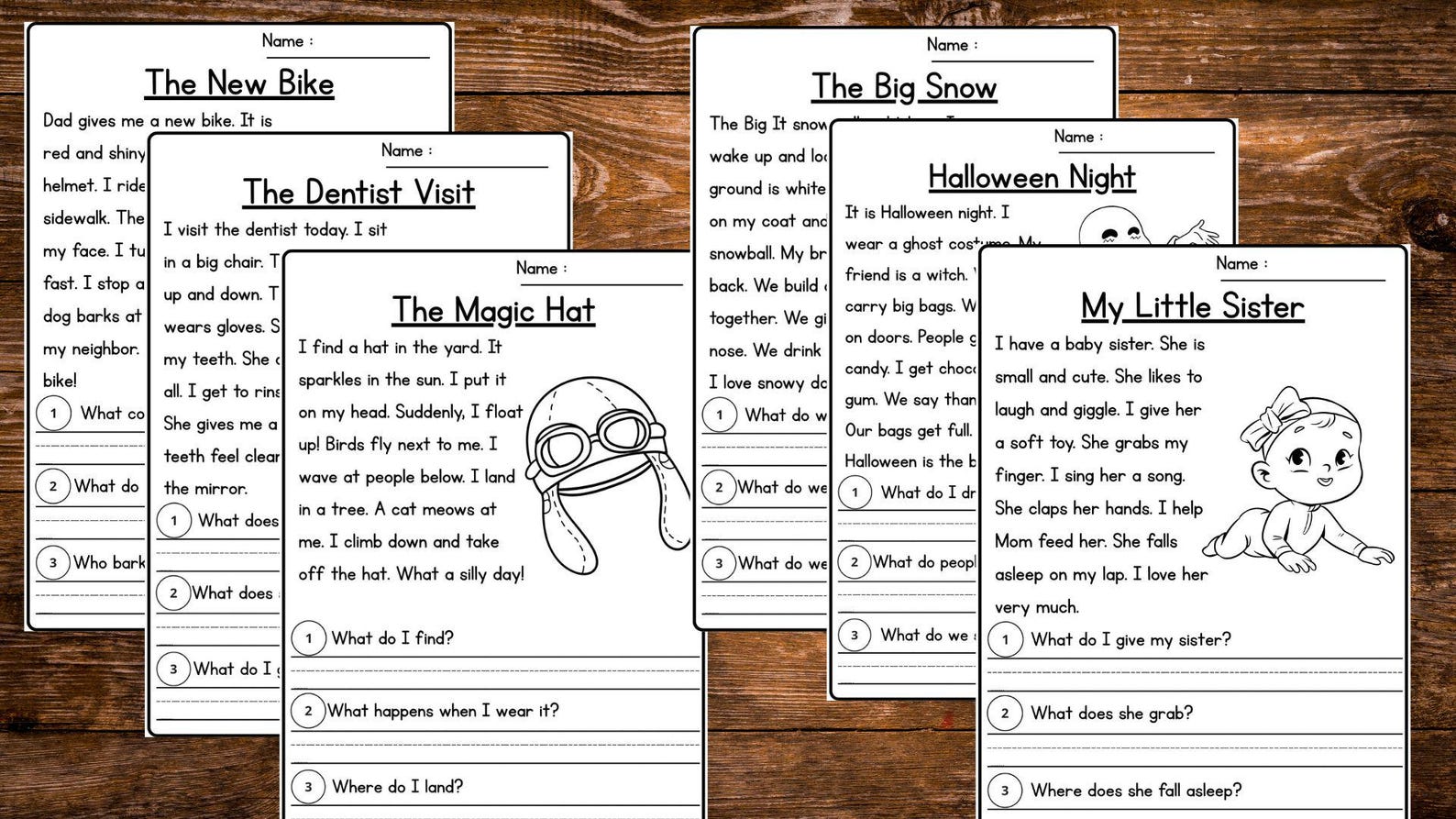 50 Kindergarten 1st Grade Reading Comprehension Passages Worksheets ...