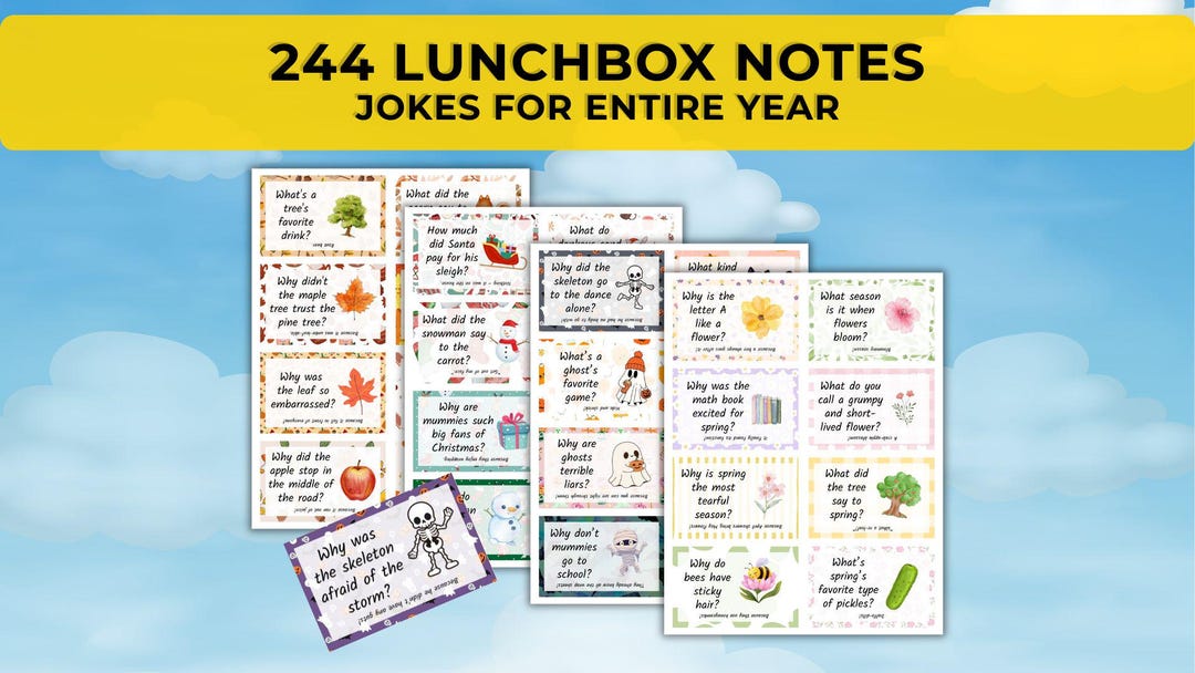 244 Lunchbox Jokes for Kids. Printable Lunchbox Notes. Seasonal ...