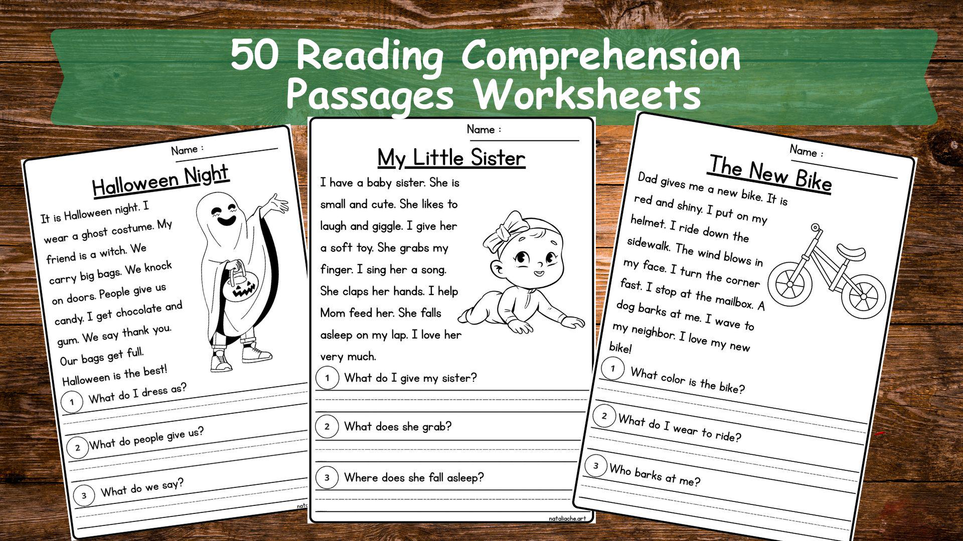 50 Kindergarten 1st Grade Reading Comprehension Passages Worksheets ...