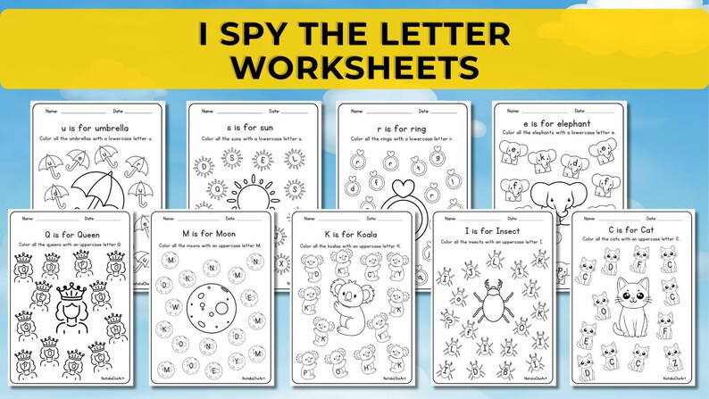 130 Alphabet Spy and Find the Letter Worksheets. Letter Recognition ...
