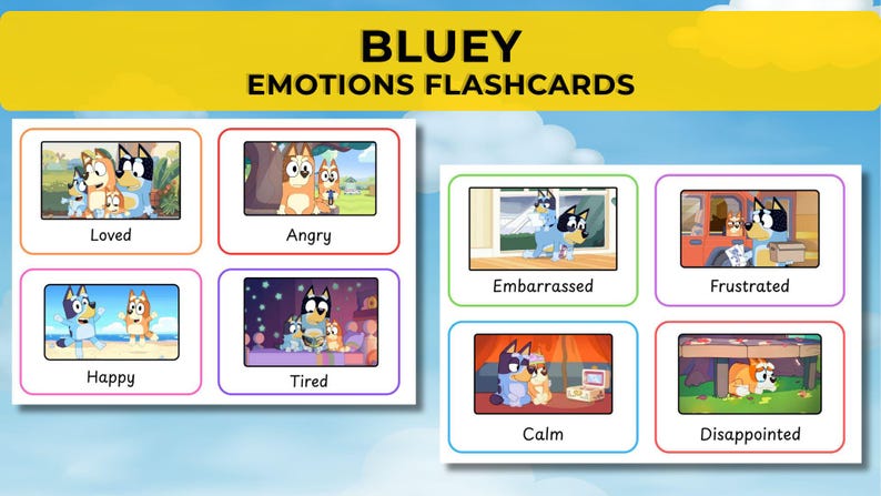 Bluey Emotions Flashcards – 26 Printable Feelings Cards for Kids ...