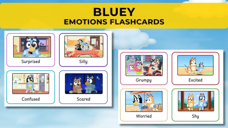 Bluey Emotions Flashcards – 26 Printable Feelings Cards for Kids ...