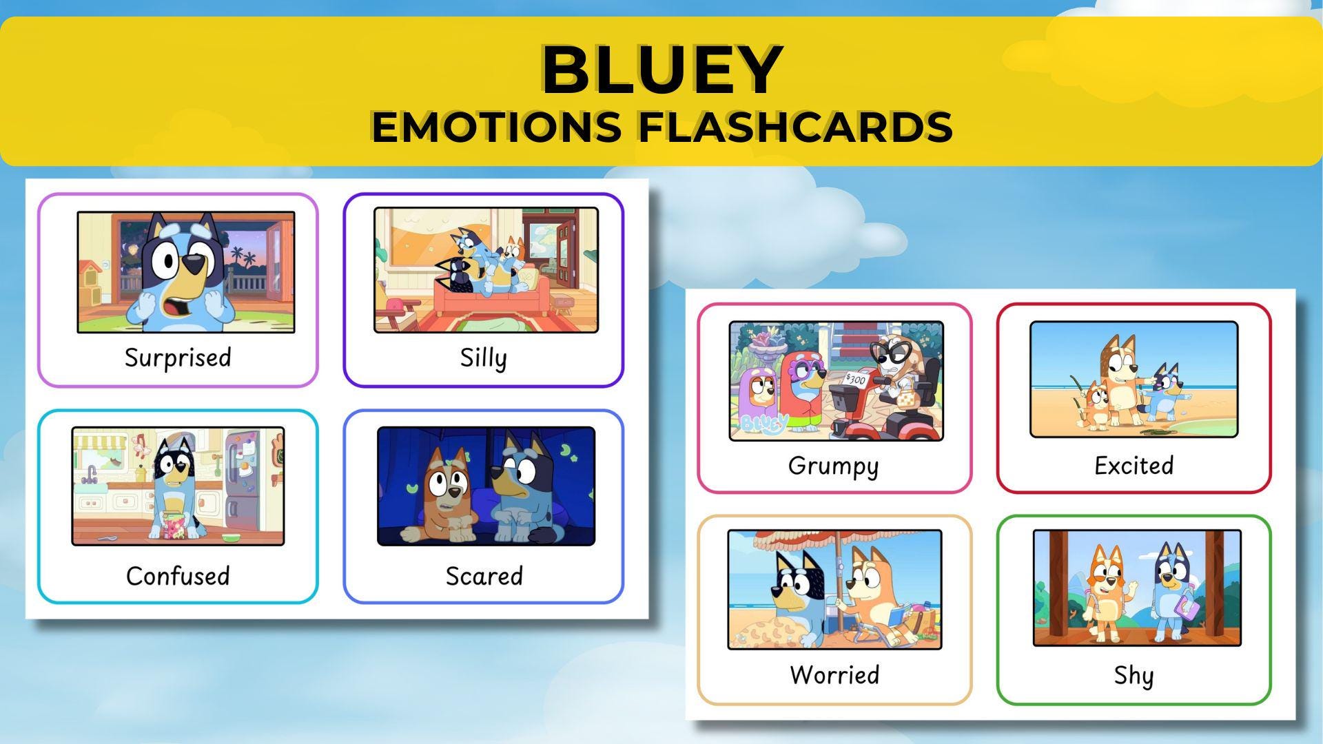 Bluey Emotions Flashcards – 26 Printable Feelings Cards for Kids ...