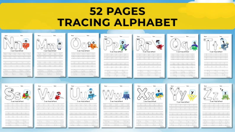 Alphablocks Alphabet Tracing & Coloring Worksheets. A–Z Uppercase and ...