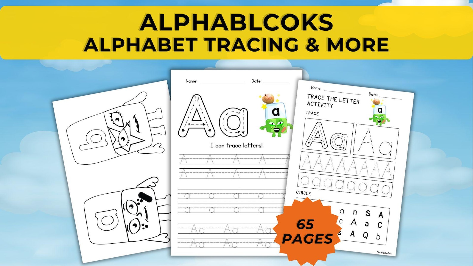 Alphablocks Alphabet Tracing & Coloring Worksheets. A–Z Uppercase and ...
