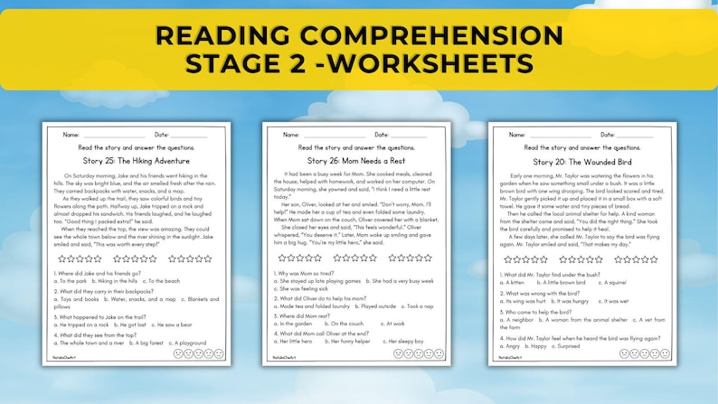 50 Stage 2 Reading Comprehension Stories for Kids. Fun Printable ...